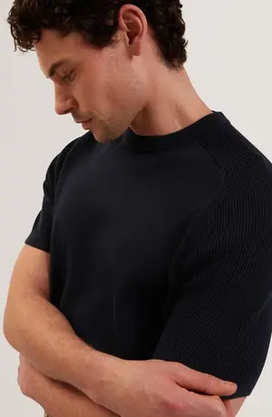 Ted Baker London Torrent Short Sleeve Cotton & Wool Sweater