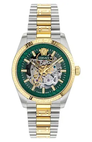 Versace Millenyium Limited Edition Skeleton Automatic Bracelet Watch - Two Tone