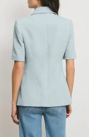 Veronica Beard Floral Embroidery Jacket - Blue Stream