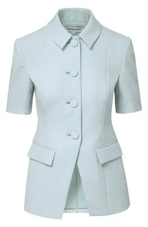 Veronica Beard Floral Embroidery Jacket - Blue Stream