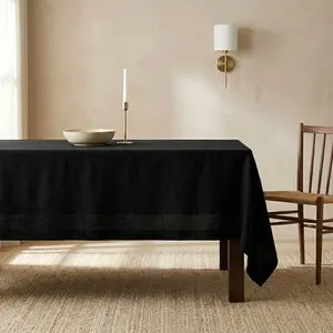 Solino Home Linen Tablecloth For Dining Table - Black