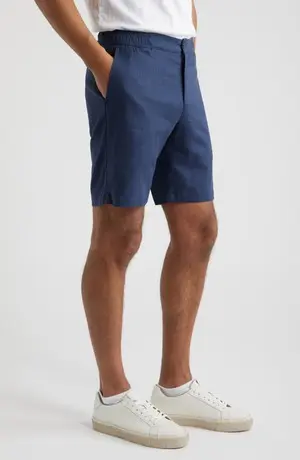 Bugatchi Aerolinen Linen Blend Shorts - Navy
