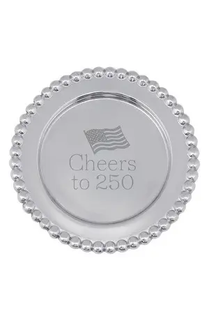 MARIPOSA Cheers To 250 Beaded Wine Plate - Silver