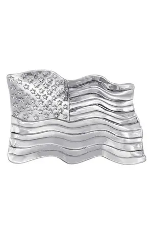 MARIPOSA American Flag Large Serving Tray - Silver