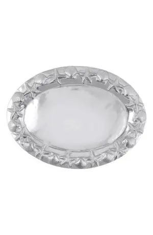 MARIPOSA Seashell Border Oval Platter - Silver