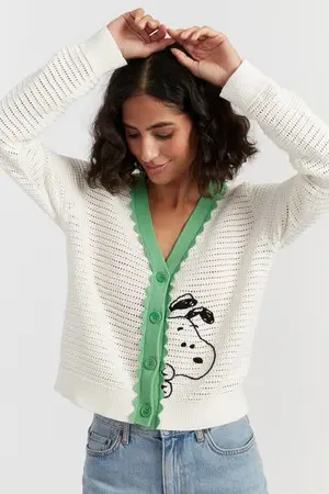 Chinti & Parker Cotton Snoopy Crochet Cardigan