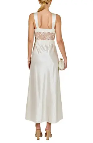 Endless Rose Lace Trim Midi Dress - Ivory
