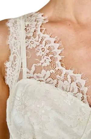 Endless Rose Lace Trim Midi Dress - Ivory