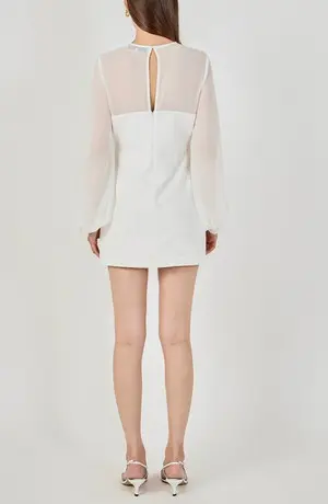 Endless Rose Long Sleeve Mini Dress - White
