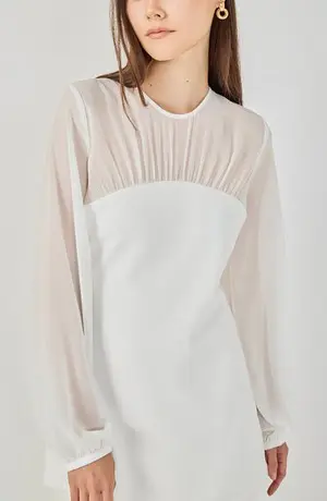 Endless Rose Long Sleeve Mini Dress - White