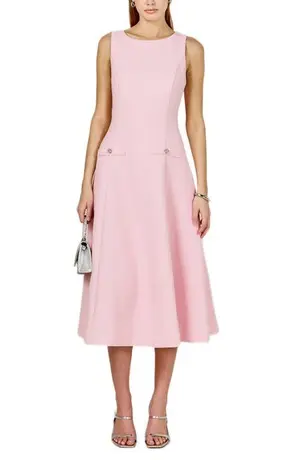 Endless Rose Sleeveless Tweed Midi Dress - Pink