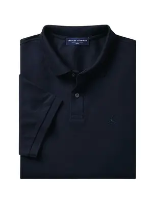 CHARLES TYRWHITT Short Sleeve Cotton Stretch Pique Polo - Navy