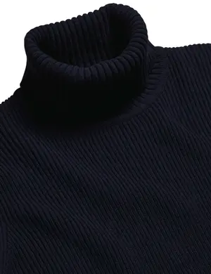 CHARLES TYRWHITT Merino Chunky Roll Neck Sweater - Navy