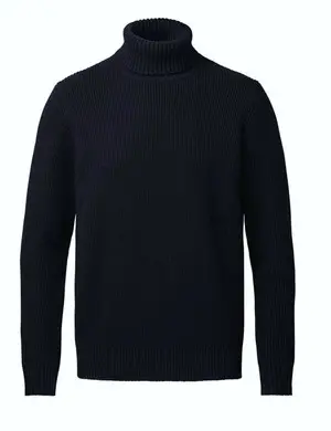 CHARLES TYRWHITT Merino Chunky Roll Neck Sweater - Navy