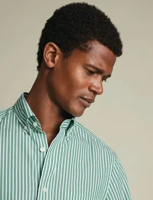 CHARLES TYRWHITT Stretch Washed Poplin Shirt - Light Green