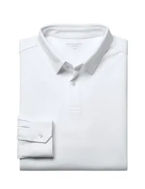 CHARLES TYRWHITT Long Sleeve Jersey Polo - White