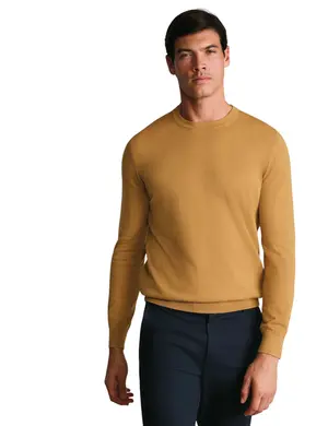 CHARLES TYRWHITT Merino Crew Neck Sweater - Camel