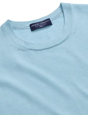 CHARLES TYRWHITT Merino Wool Crew Neck Sweater - Ice Blue