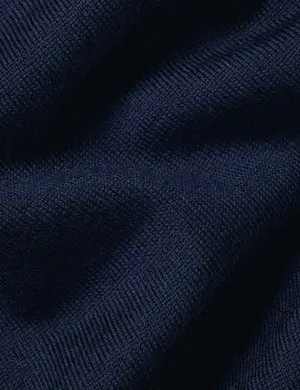 CHARLES TYRWHITT Merino Wool Zip Polo - Navy