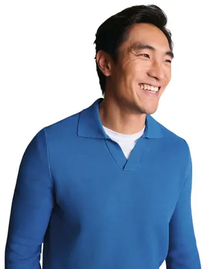 CHARLES TYRWHITT Cotton Honeycomb Trophy Neck Sweater
