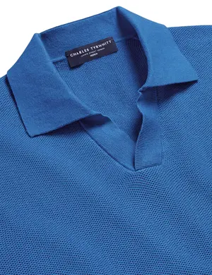 CHARLES TYRWHITT Cotton Honeycomb Trophy Neck Sweater