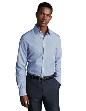CHARLES TYRWHITT Non-iron Bengal Stripe Shirt - Navy