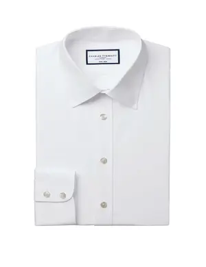 CHARLES TYRWHITT Non-iron Twill Point Collar Shirt - White