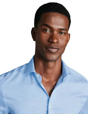 CHARLES TYRWHITT Non-iron Puppytooth Shirt - Sky Blue