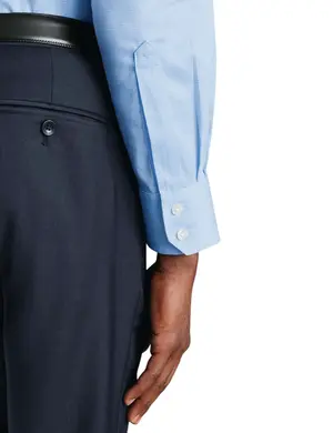 CHARLES TYRWHITT Non-iron Puppytooth Shirt - Sky Blue