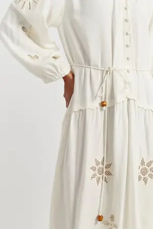Chinti & Parker Linen-blend Broderie Midi Dress