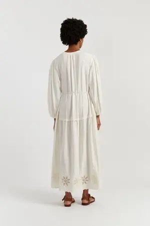 Chinti & Parker Linen-blend Broderie Midi Dress
