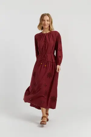 Chinti & Parker Linen-blend Broderie Midi Dress - Sienna