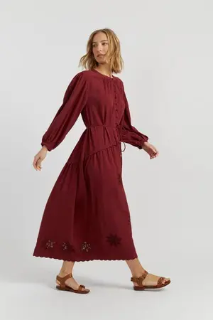 Chinti & Parker Linen-blend Broderie Midi Dress - Sienna