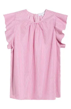 SUGARLIPS Striped Ruffle Trim Top