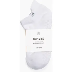 LUTAVA Antimicrobial Grip Sock- Ankle With Clear Grip2 Pack - White