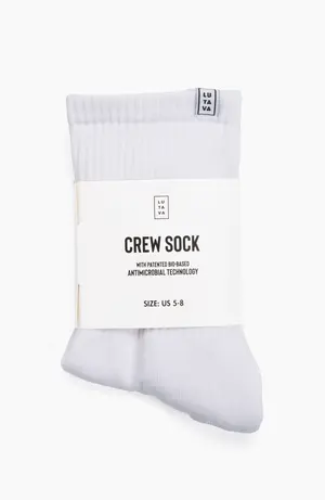 LUTAVA Antimicrobial Crew Sock4 Pack - White