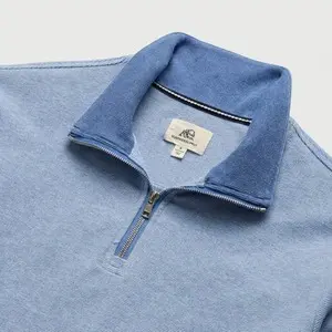 SURFSIDE SUPPLY CO. Bobby Stripe Fleece Quarter Zip - Sapphire Blue