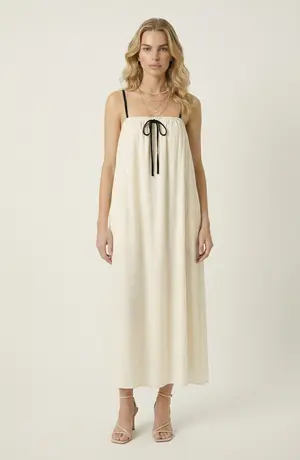 MODENAIRE Strapless Tie Front Maxi Dress - Ivory