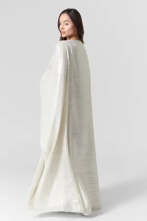 LE FAFO Luna Silk Metallic Plissé Gown