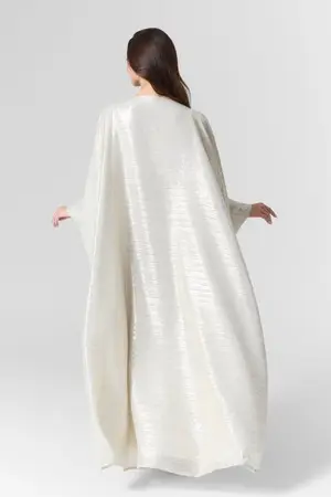 LE FAFO Luna Silk Metallic Plissé Gown