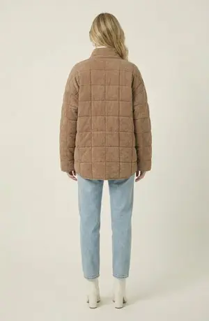 MODENAIRE Quilted Fleece Long Sleeve Jacket - Camel
