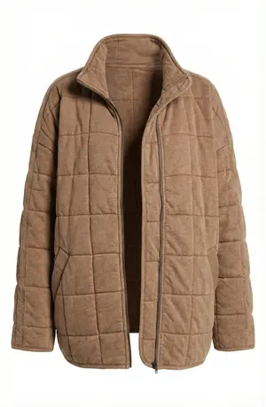 MODENAIRE Quilted Fleece Long Sleeve Jacket - Camel