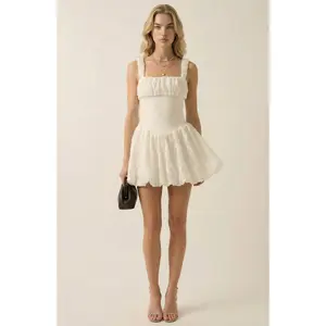 MODENAIRE Boucle Knit Fit And Flare Mini Dress - Ivory