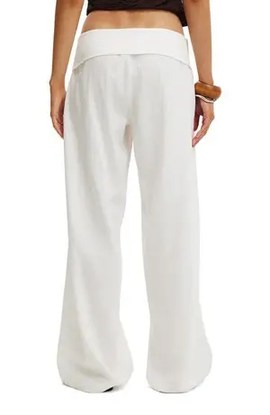 COTTON ON Haven Fold Over Wide Leg Pants - White