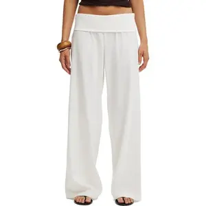 COTTON ON Haven Fold Over Wide Leg Pants - White