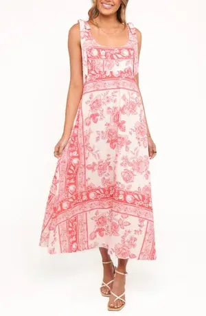 PETAL & PUP Valara Tie Shoulder Maxi Sundress - Rose Tile