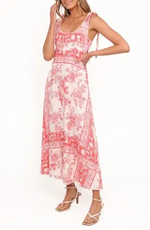 PETAL & PUP Valara Tie Shoulder Maxi Sundress - Rose Tile