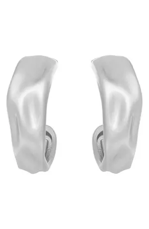 REISS Halle Hammered Hoop Earrings - Silver Tone