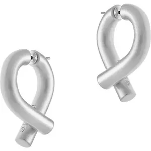 REISS Tubular Twist Earrings - Silver Tone