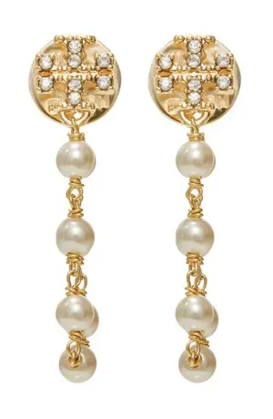 Tory Burch Moondance Faux Pearl & Chain Drop Earrings - Tory Gold/pearl/crystal